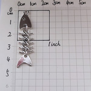 Fishbone Charm Fish Pendant Antique Silver Tone - Etsy