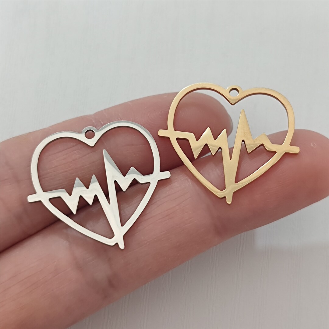 Heart Rate Beat Charm Heartbeat Pendant Stainless Steel - Etsy