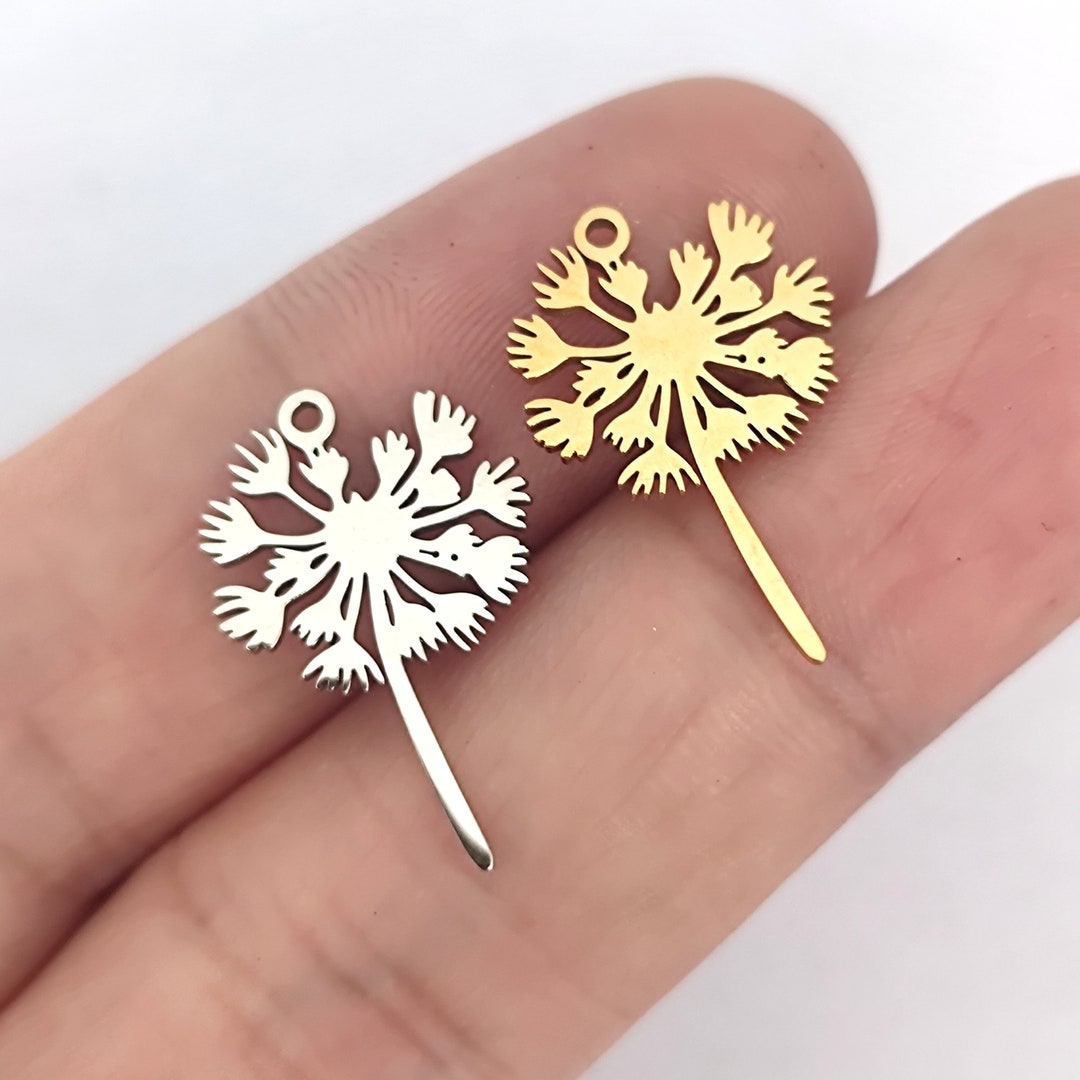 Dandelion Charm Gold Plated Stainless Steel - Etsy