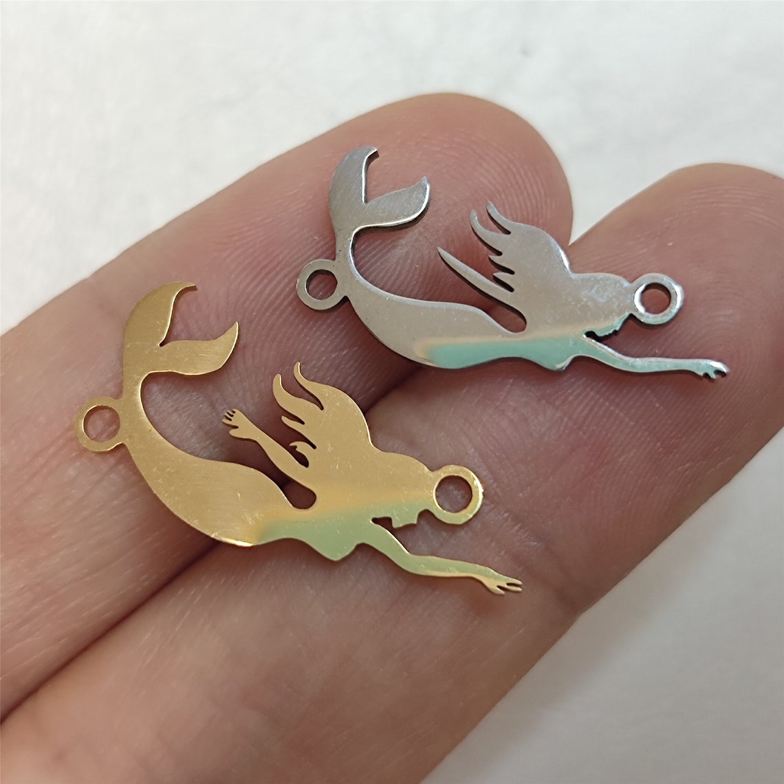 Stainless Steel Mermaid Connector Charm for Jewelry Making - Etsy
