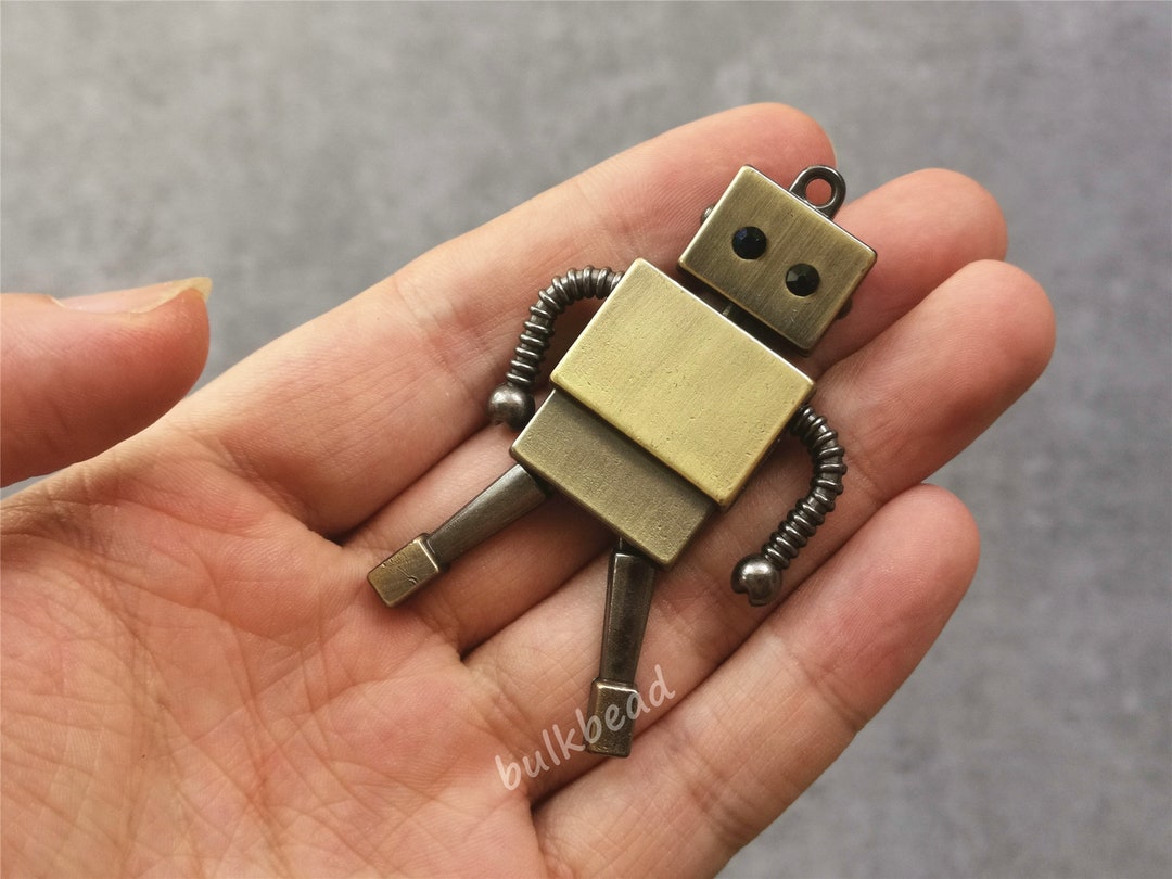 Large Robot Pendant Charm Antique Bronze Tone - Etsy