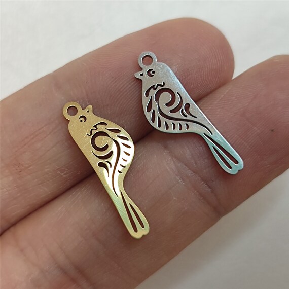 Canary Magpie Bird Charm Stainless Steel - Etsy