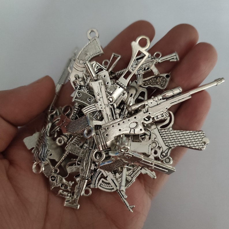 Rifle Pistol Gun Charm Antique Silver Tone Mixed 28PCS - Etsy