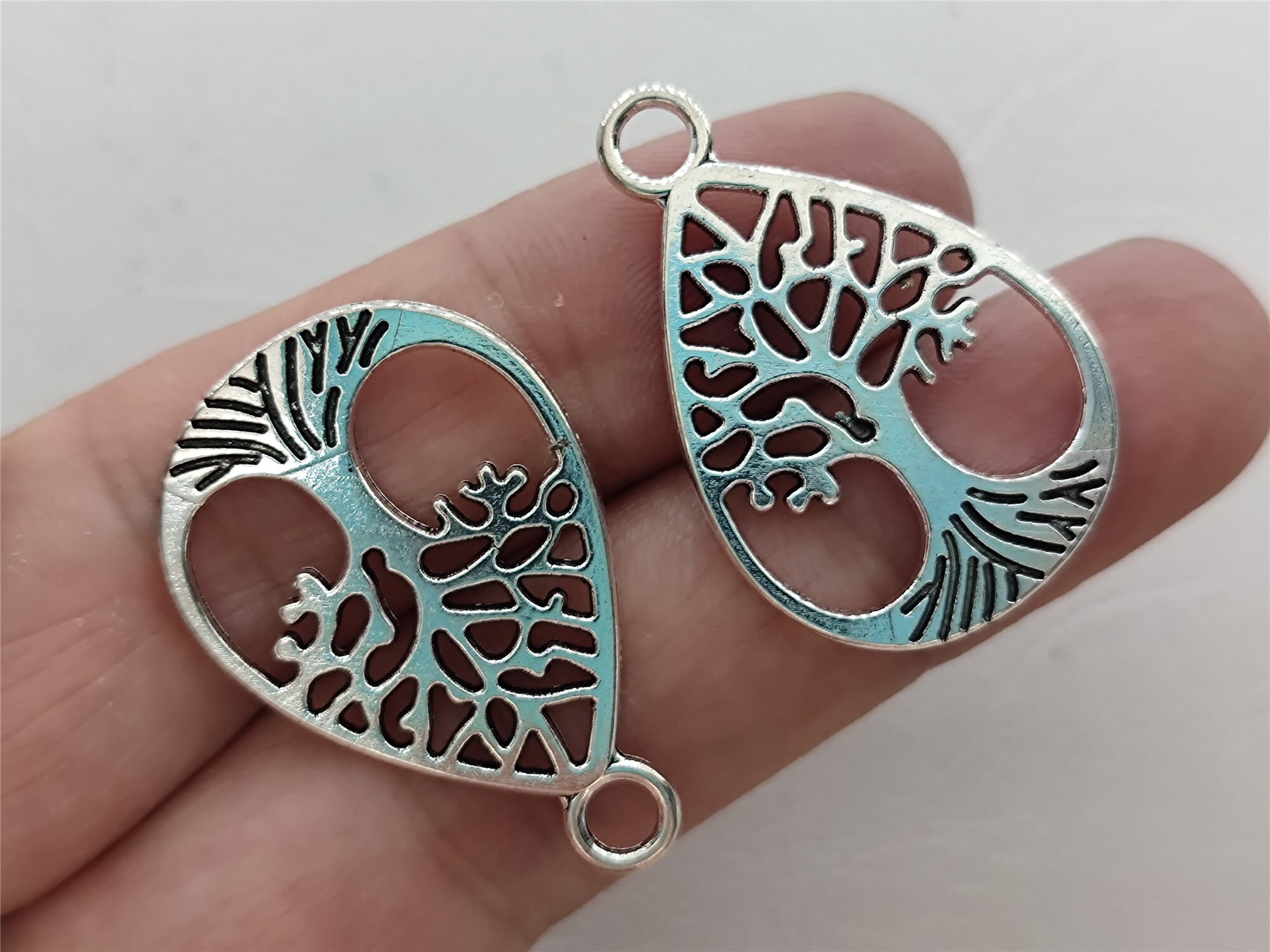 Drop Shape Tree of Life Charm Antique Silver Tone - Etsy