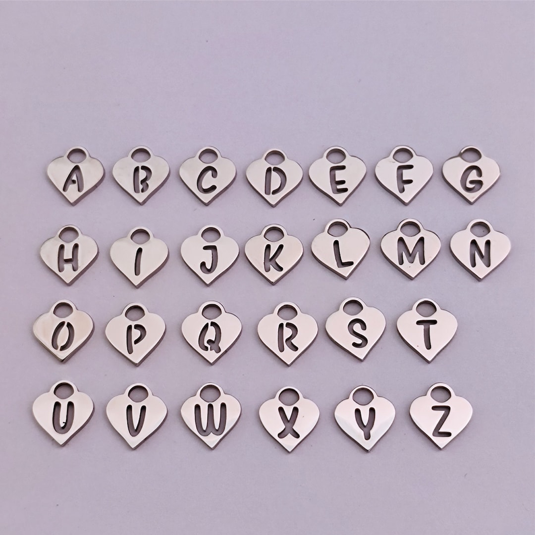 Heart Shape Letter Alphabet Charm Stainless Steel - Etsy