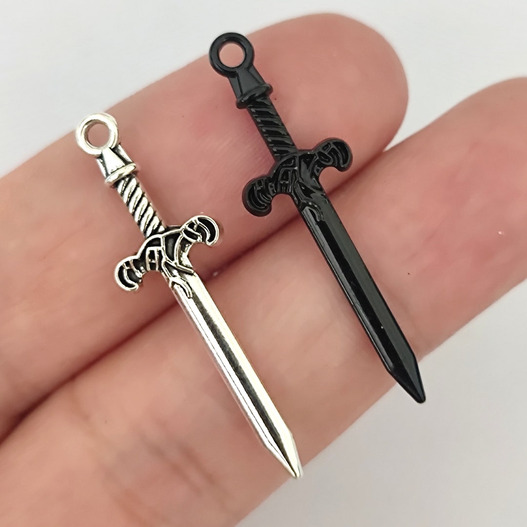 Sword Charm Antique Silver Tone for Jewelry Making - Etsy