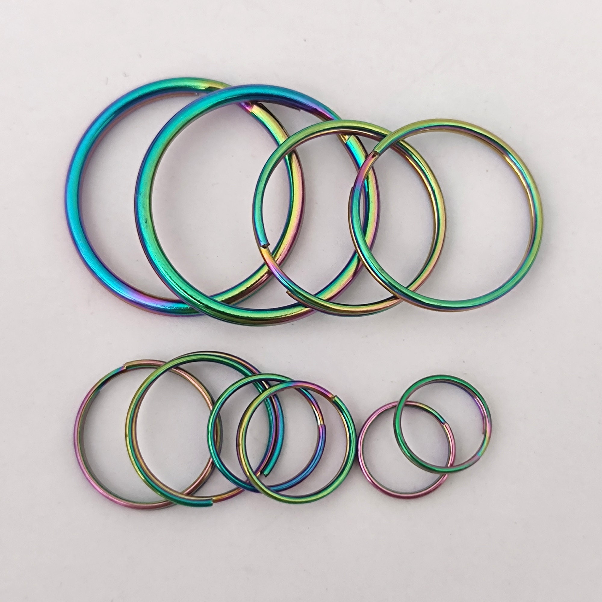 Round Split Keychain Key Ring Rainbow Metal Stainless Steel - Etsy