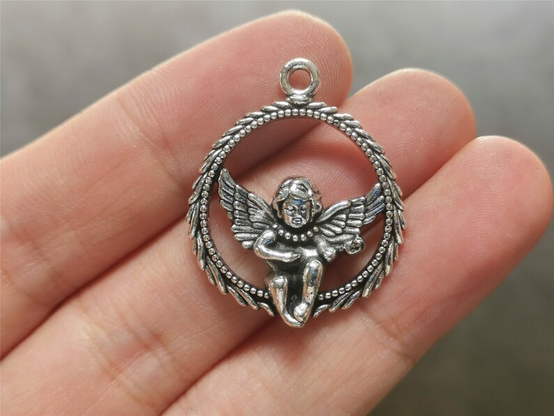 Guardian Angel Charm Antique Silver Tone - Etsy