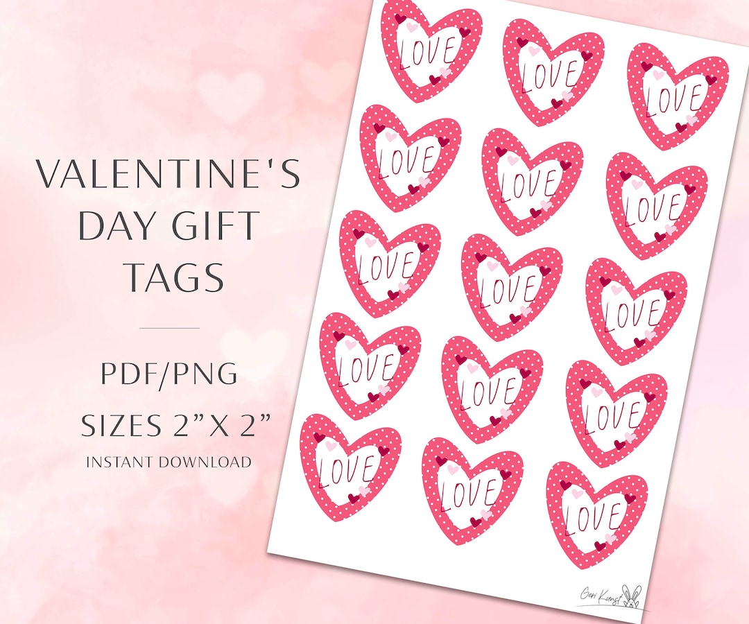 Love Gift Tags, Printable Heart Gift Tags, PDF, PNG - Etsy