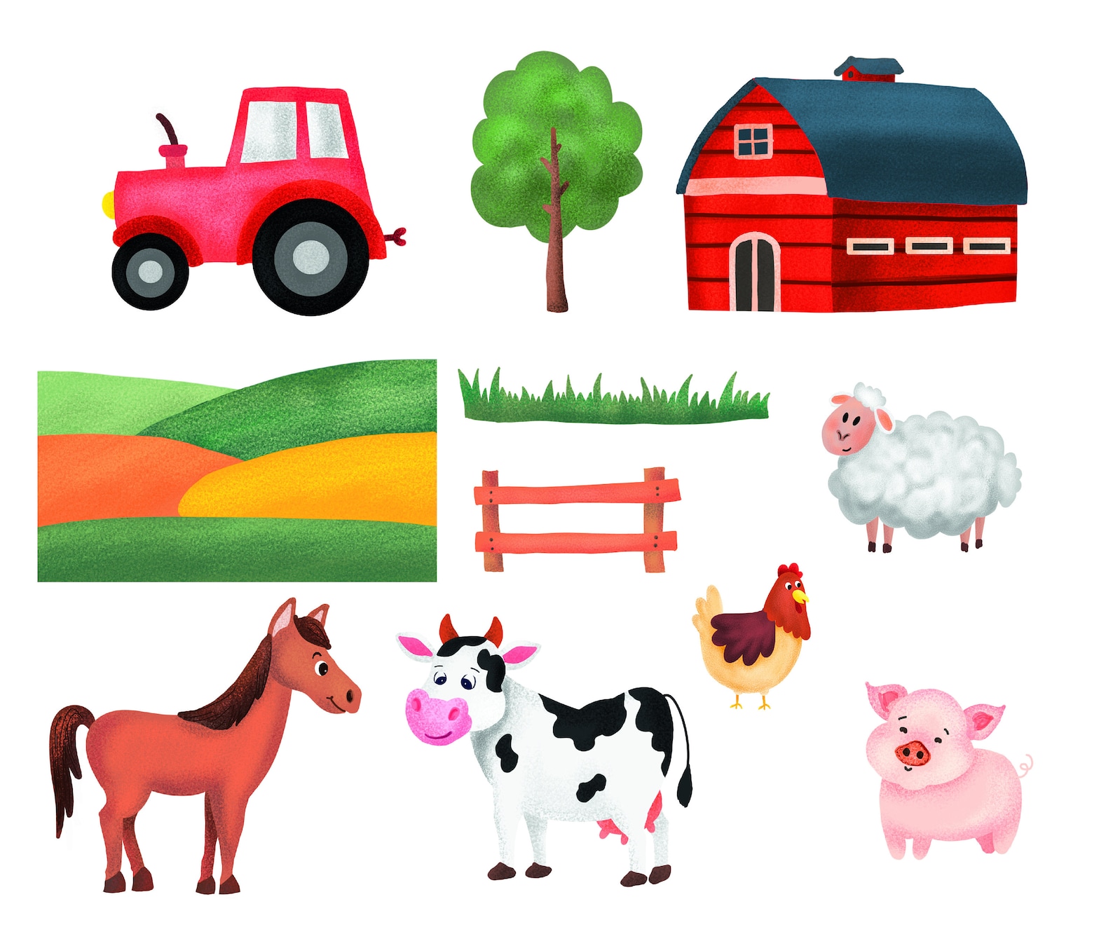 Farm Animals Clipart Sheep Clipart Cow PNG Pig Farm Clipart Horse PNG ...