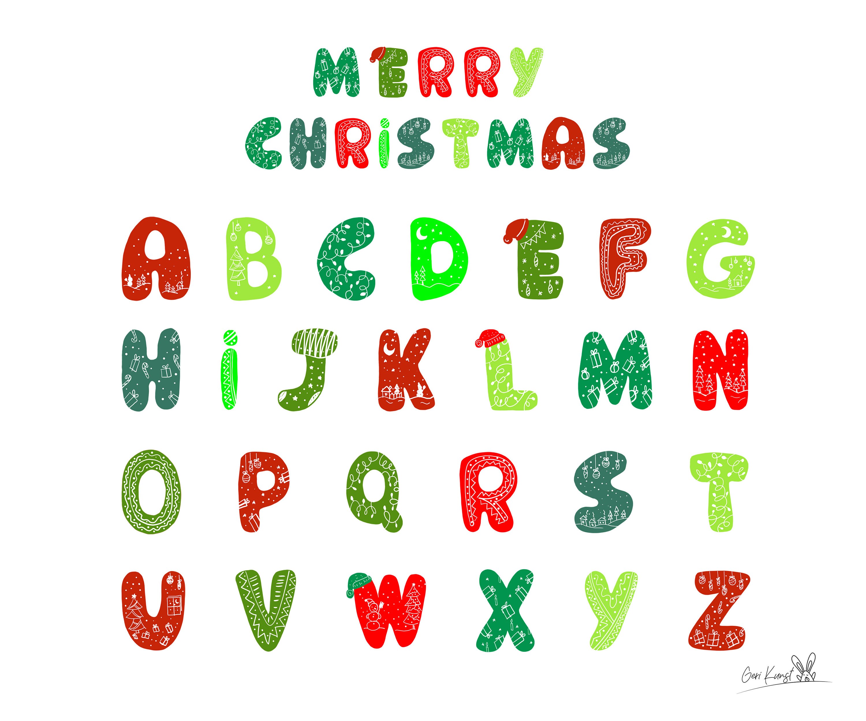 Christmas Alphabet PNG Christmas Letters Clipart Christmas Font Merry ...