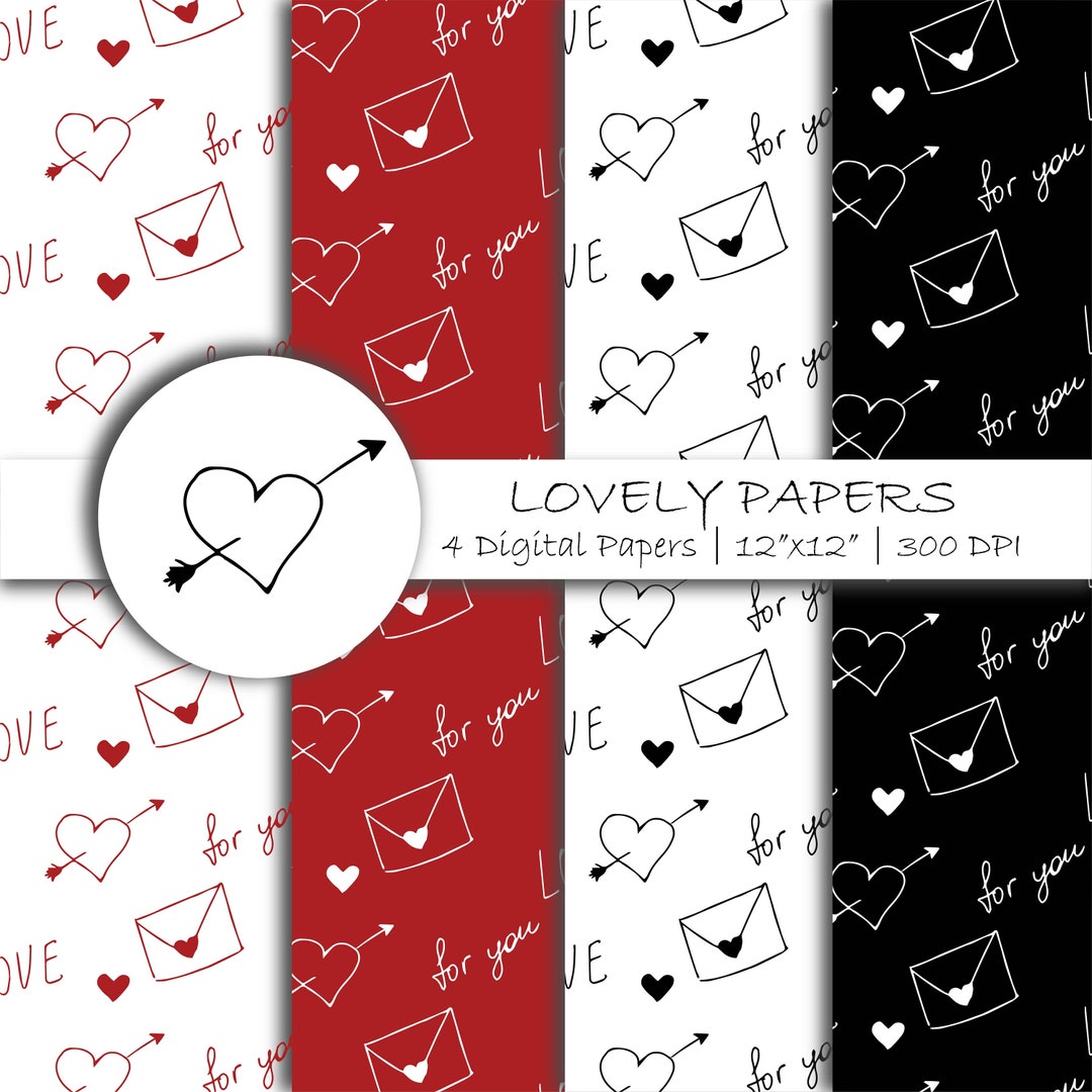 Lovely Digital Papers for Love Gifft Digital Paper With Heart Decor ...