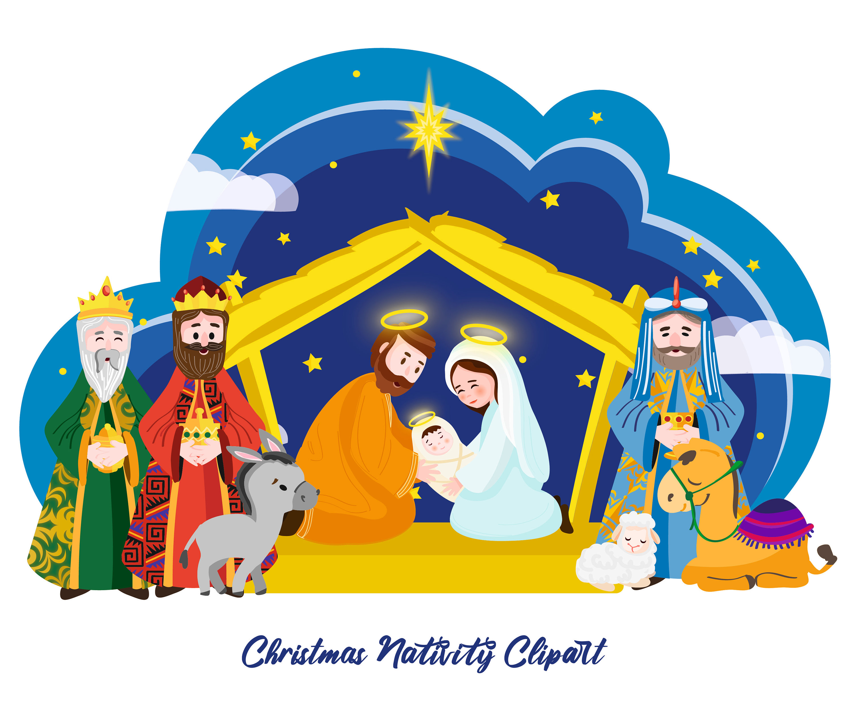 Nativity Scene Clipart Religion Clipart Holy Christmas Illustrations ...