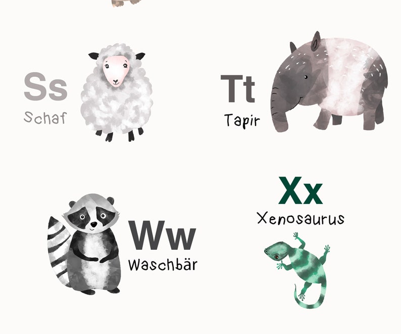 ABC Posters, Animal Alphabet, Learn ABC, Alphabet Posters With Cute ...