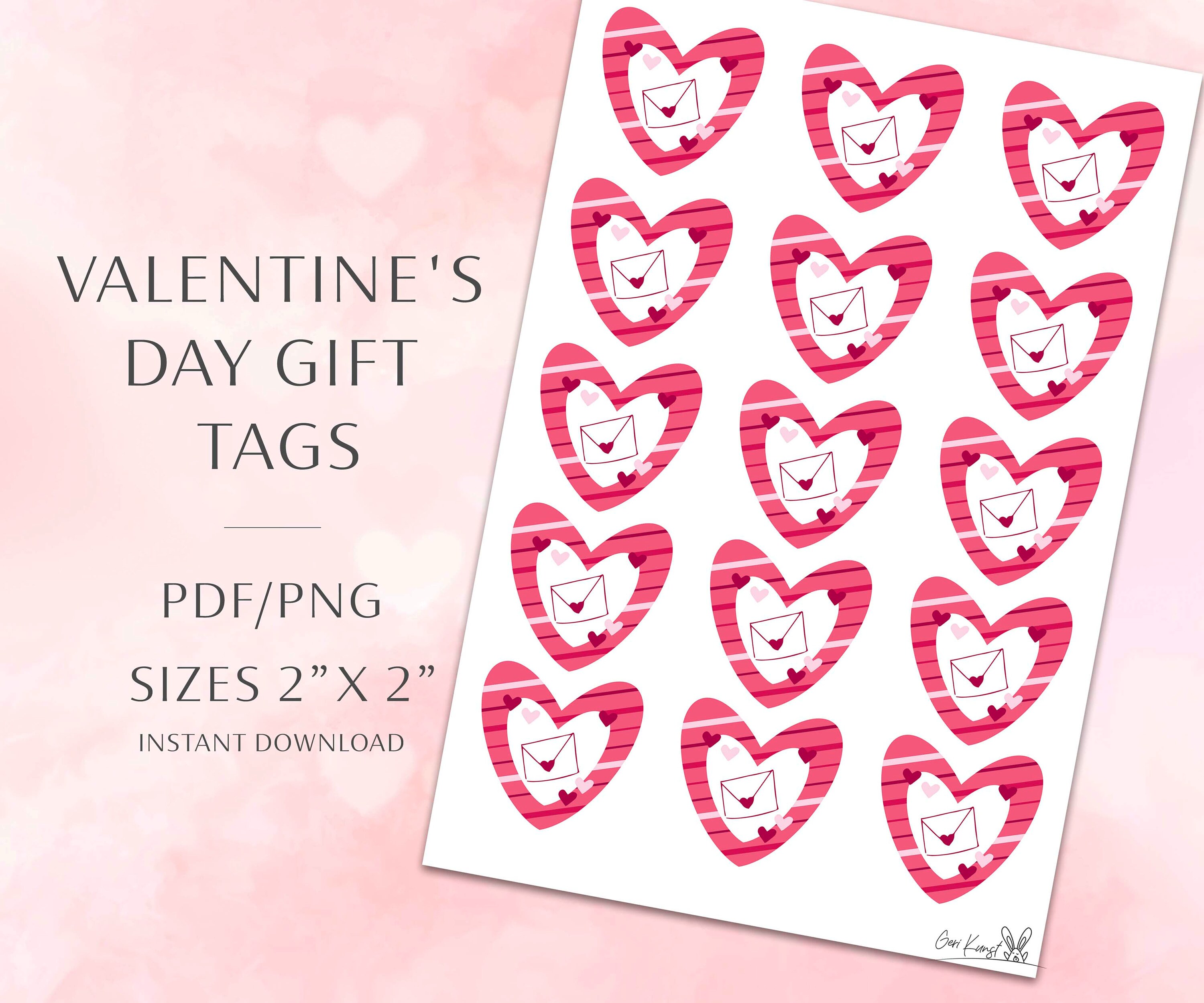 Love Gift Tags PNG Love Tag Printable Heart Gift Tags PDF Heart PNG Big ...