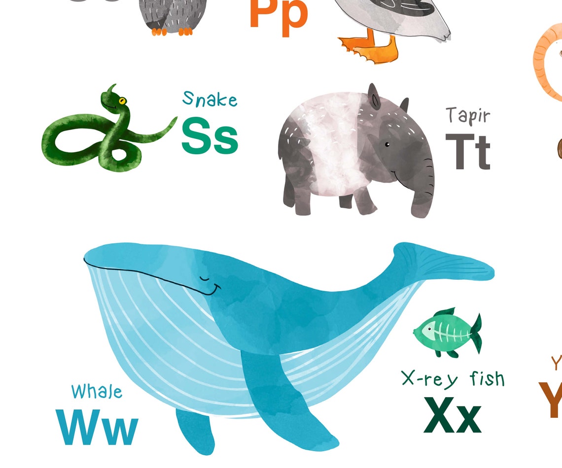 ABC Posters, Animal Alphabet, Learn ABC, Alphabet Posters With Cute ...