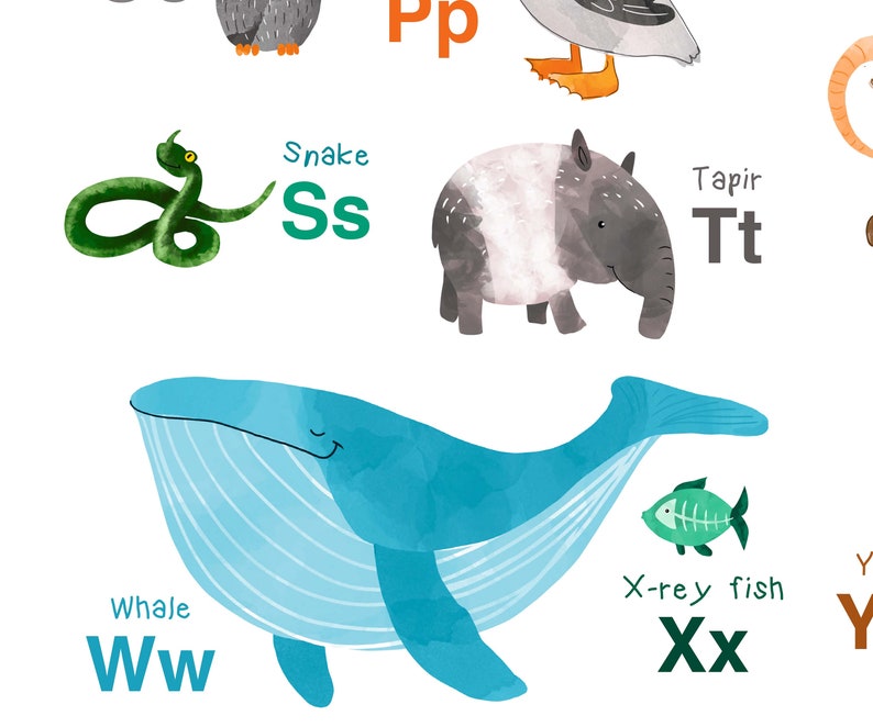 ABC Posters, Animal Alphabet, Learn ABC, Alphabet Posters With Cute ...