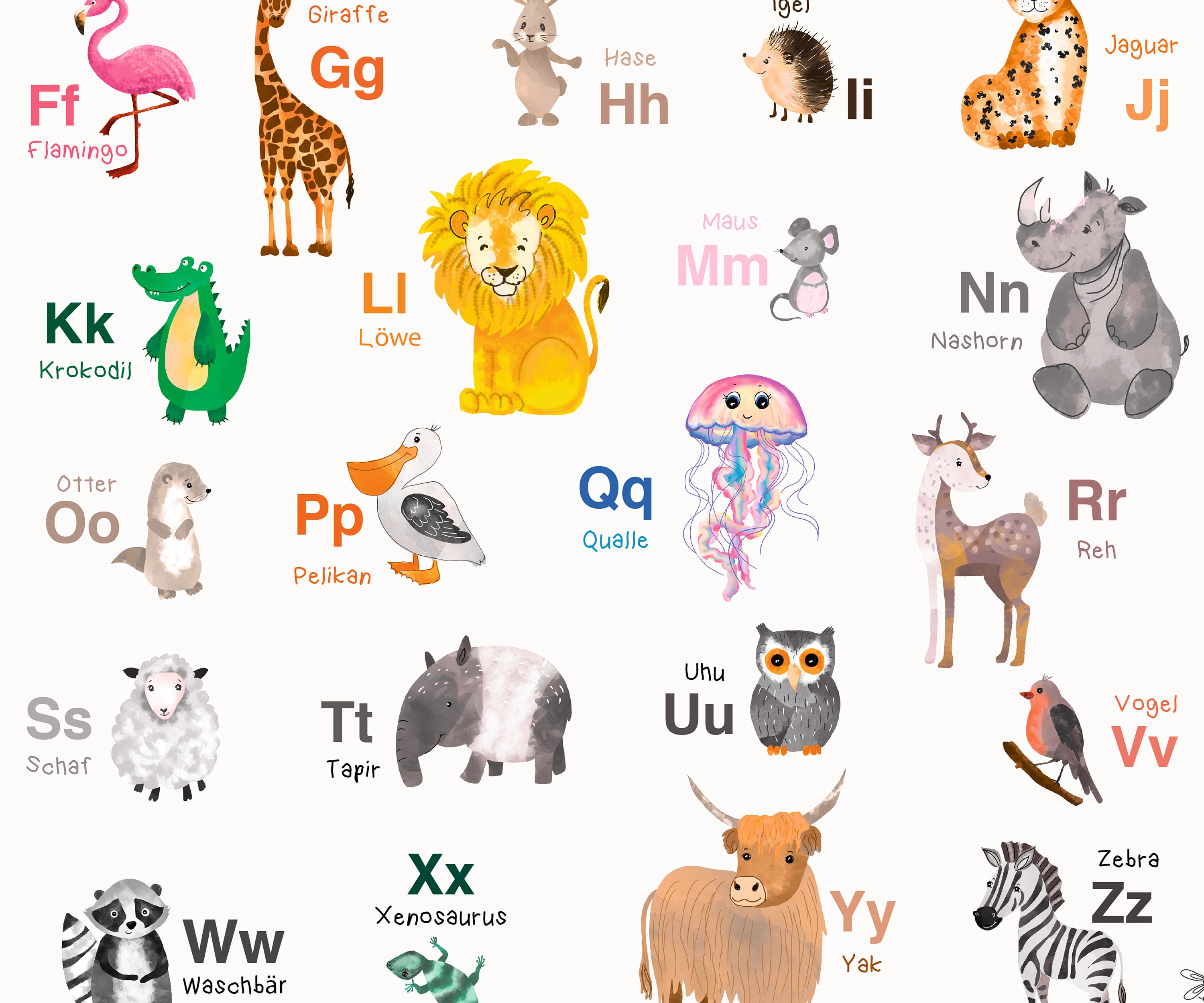ABC Posters, Animal Alphabet, Learn ABC, Alphabet Posters With Cute ...