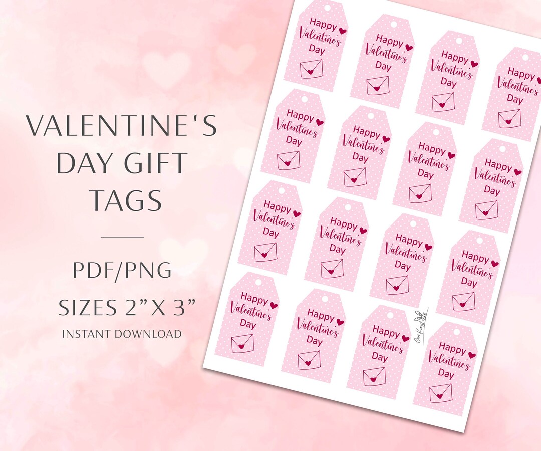 Valentines day gift tags, Printable Gift Tags, Happy Valentines day ...