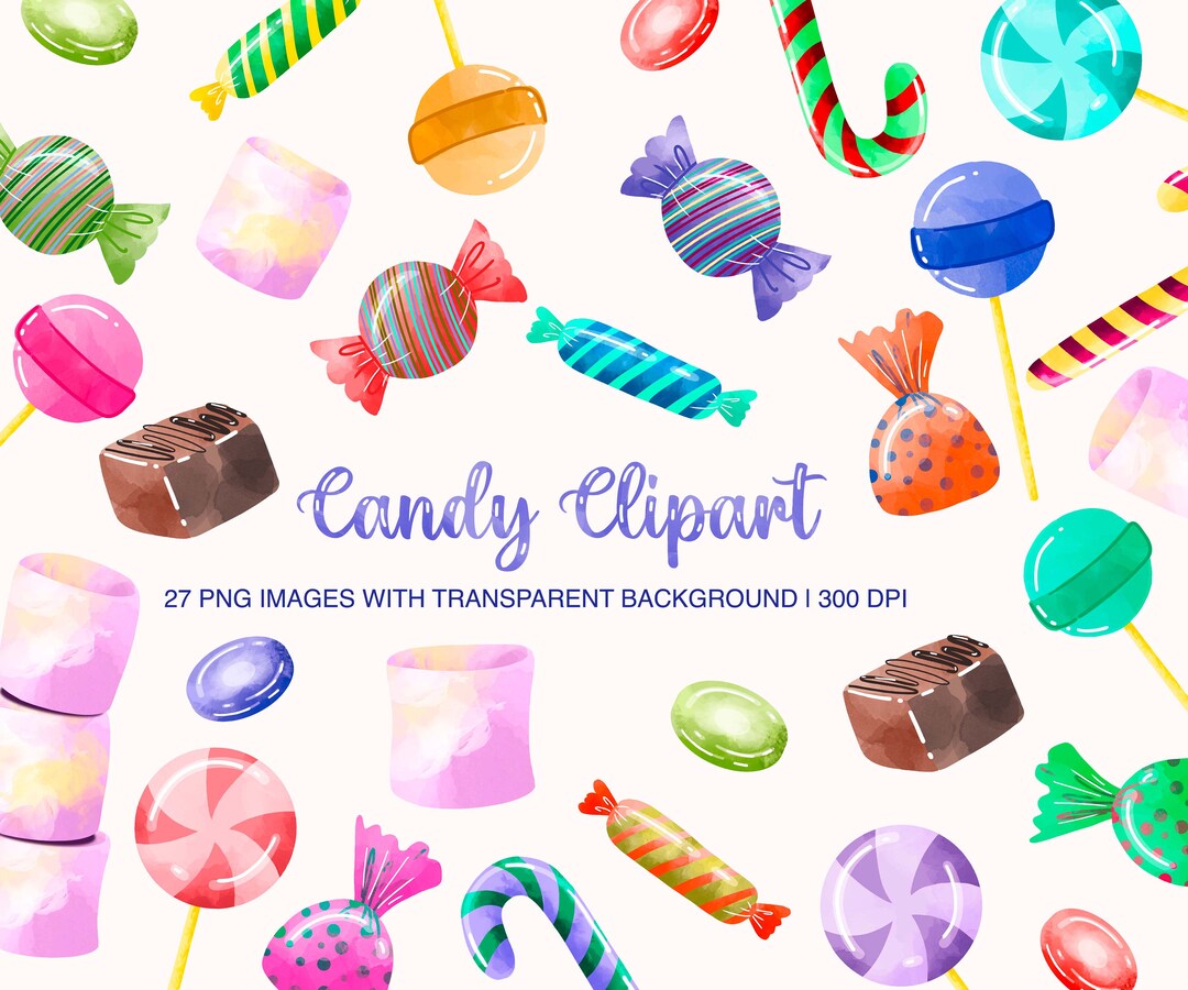 Cute Hand Painted Candy Clipart, Lollipops Clipart. Digital Download ...