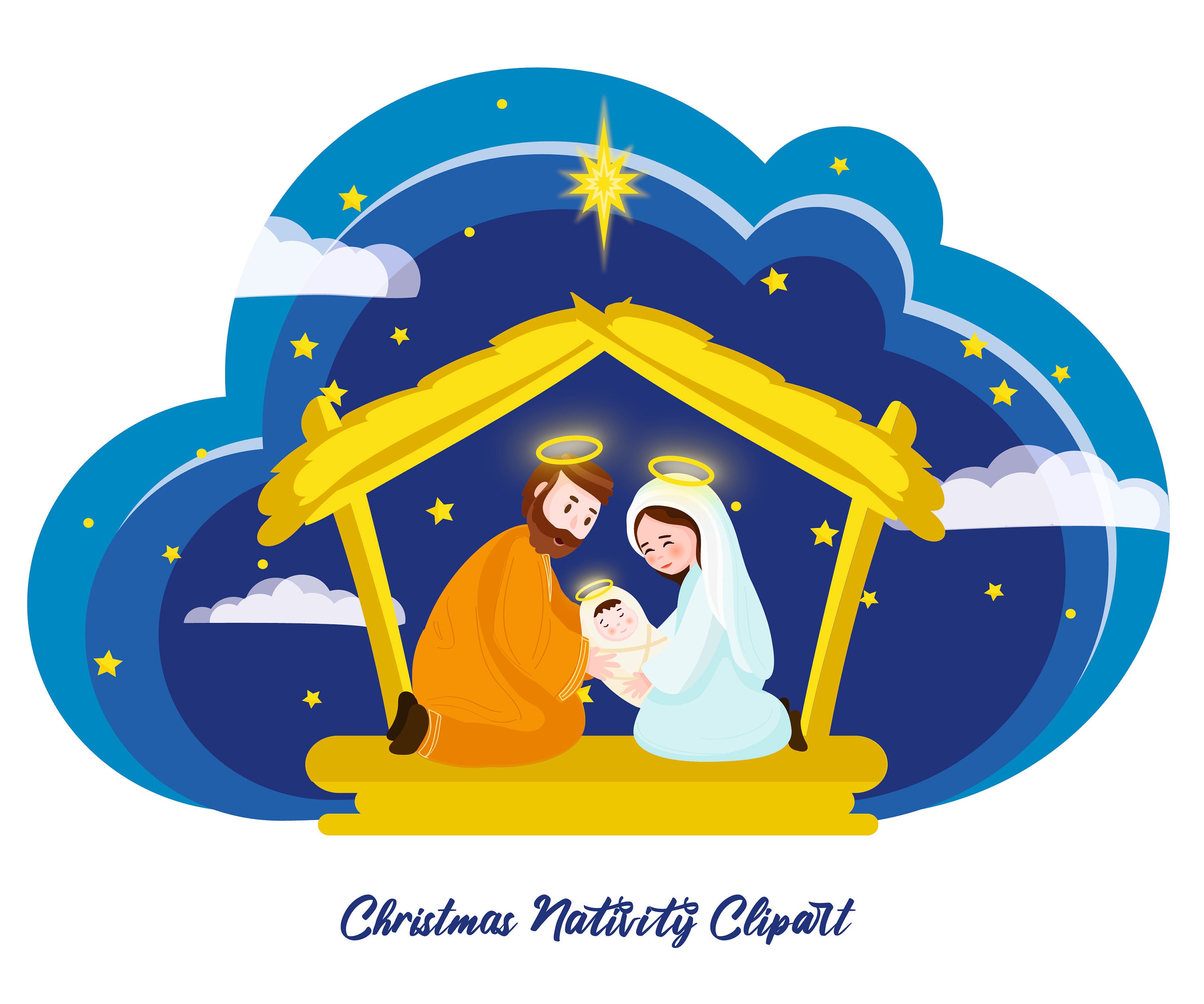 Nativity Scene Clipart Religion Clipart Holy Christmas Illustrations ...