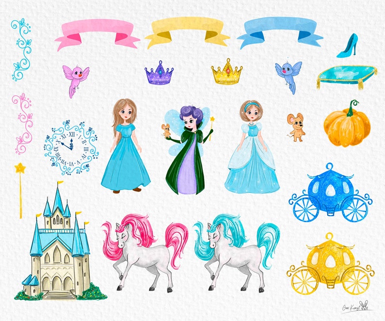 Cinderella Clipart Fairy Tale Princess PNG - Etsy