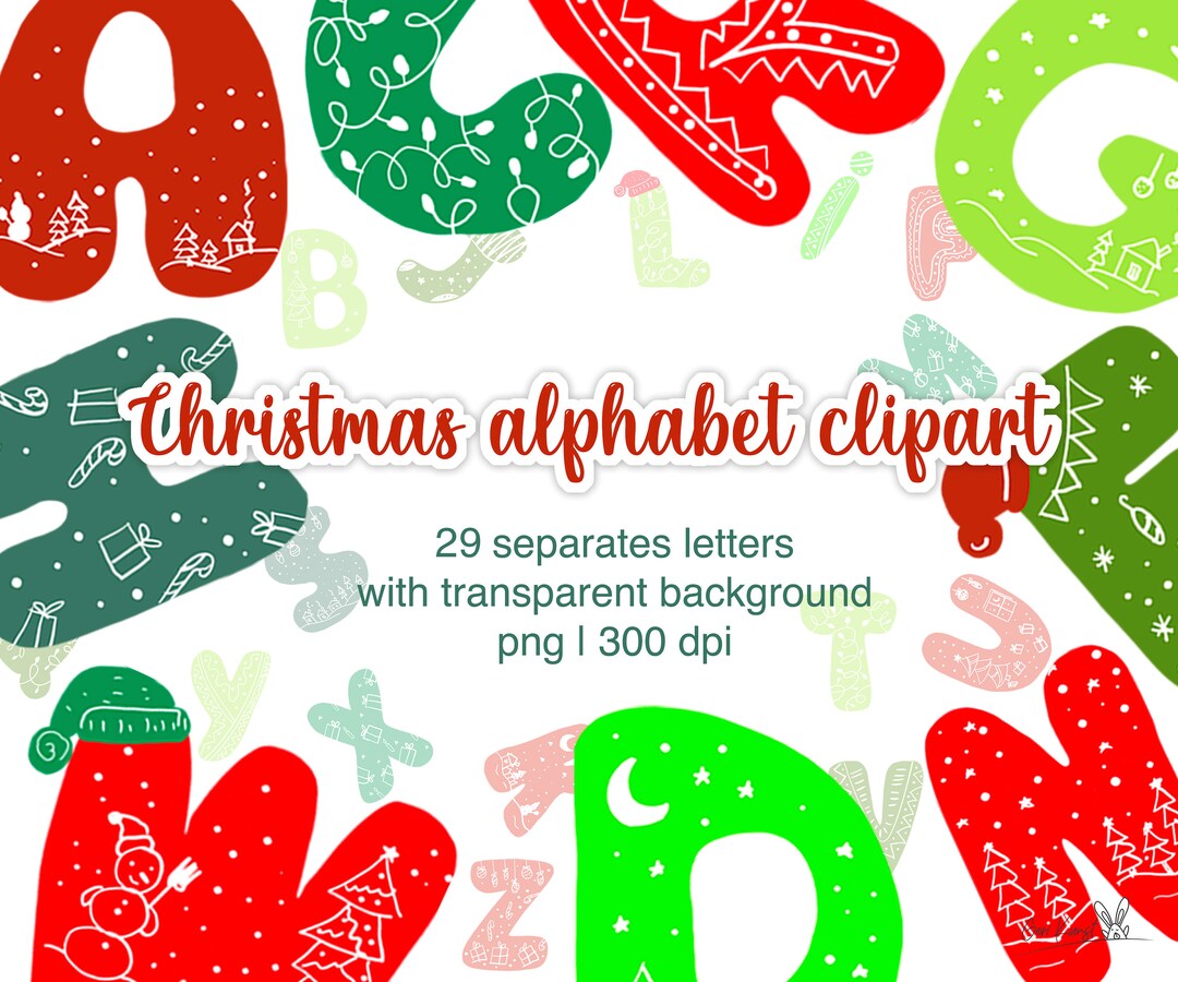 Christmas Alphabet PNG Christmas Letters Clipart Christmas Font Merry ...