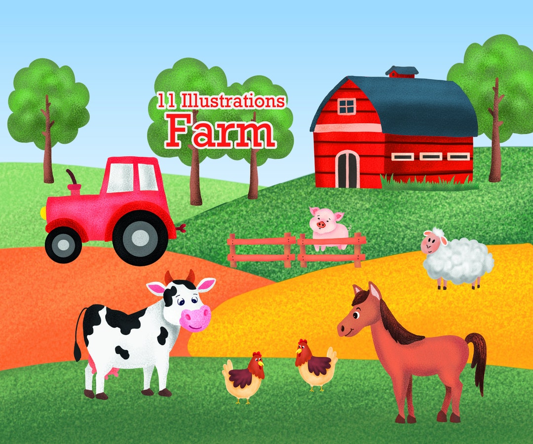 Farm Animals Clipart Sheep Clipart Cow PNG Pig Farm Clipart Horse PNG ...