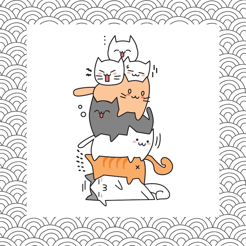 Cats SVG Cute Cats Clipart Vector Clipart Kawaii Cats Cute Cats Clipart ...