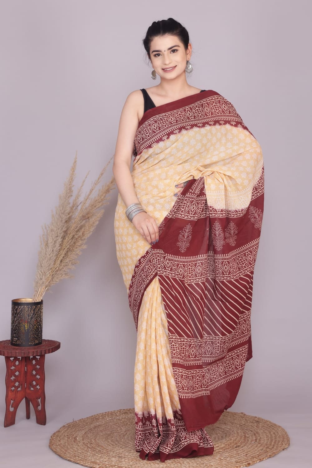 Women Jaipur Sanganer Handblock Prints Cotton Saree Sari for - Etsy