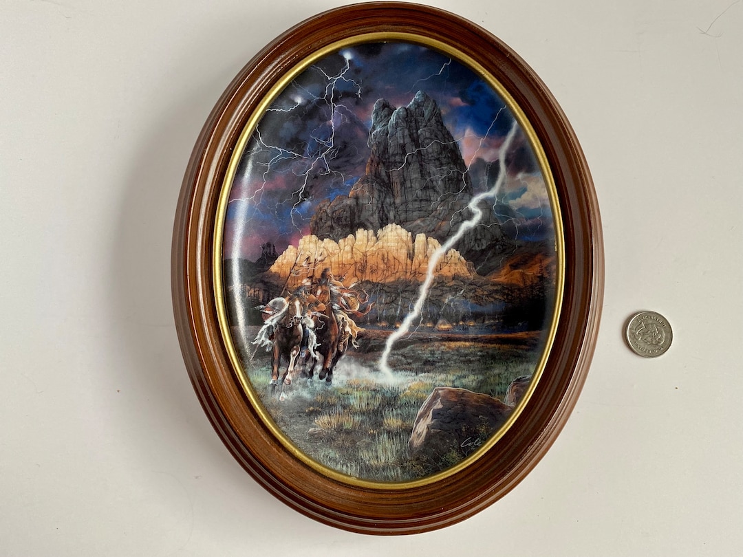 Vintage Summoned Spirits Decorative Plate, Porcelain Plate Native Scene ...