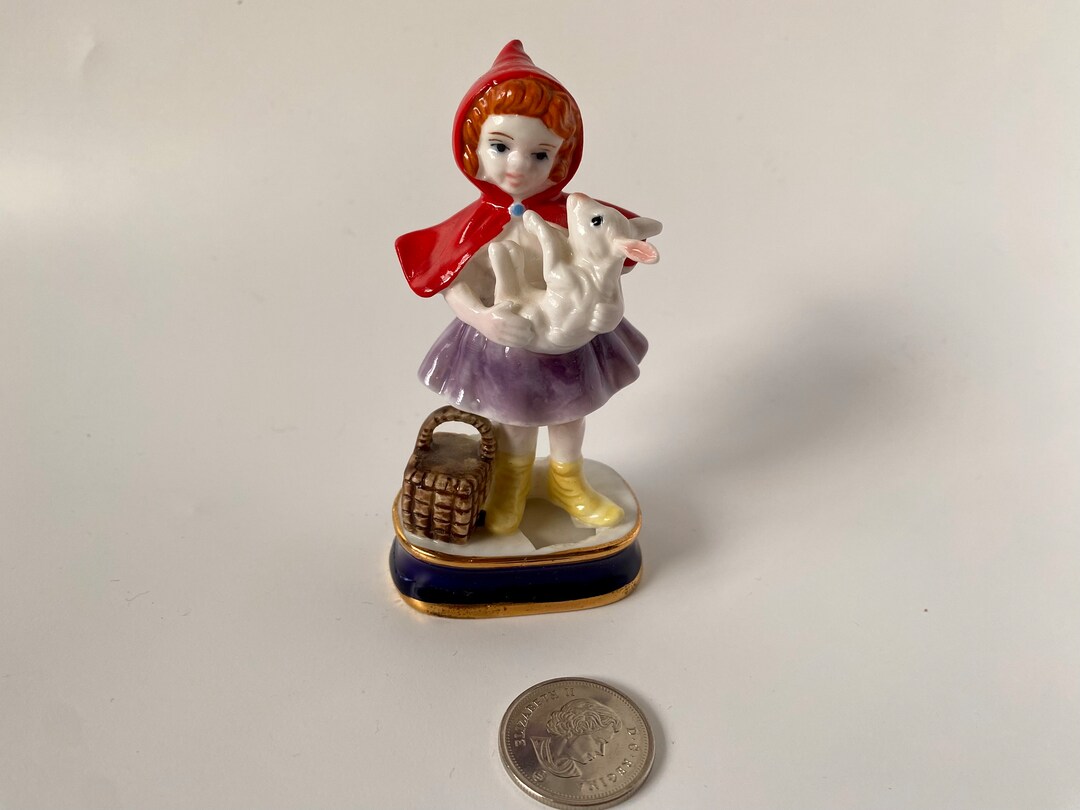 Vintage Little Red Riding Hood Figurine, Japanese Bone China Figurine ...