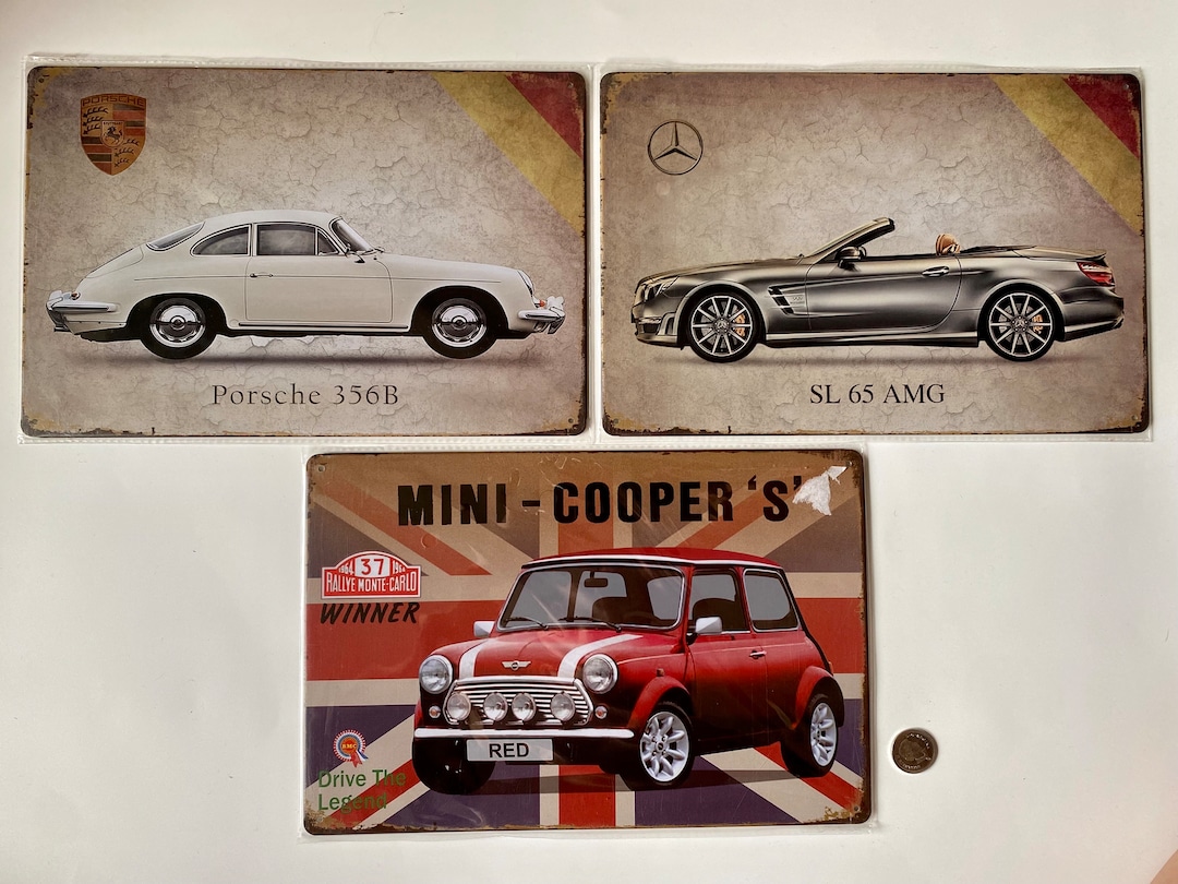 Brand New Retro Tin Metal Signs, Collectible Car Tin Signs, Mini Cooper ...