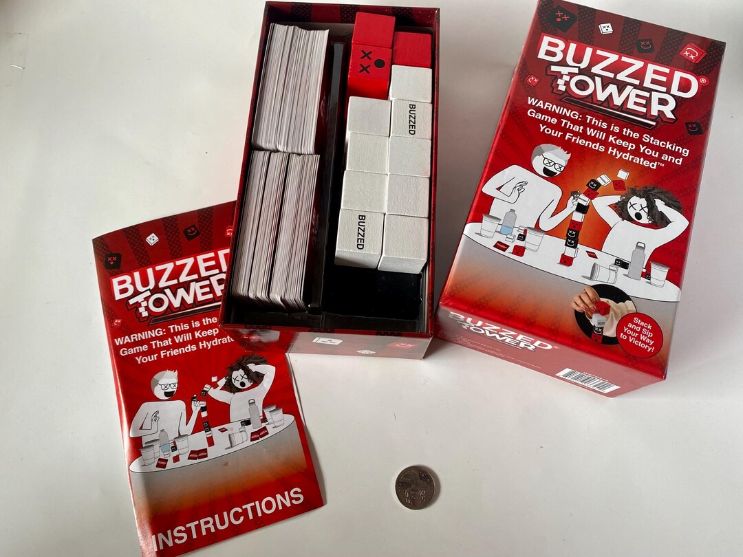 Buzzed Tower Game, Drinking Block Stacking Game, Drinking Party Game, Drinking Game for Adults ...