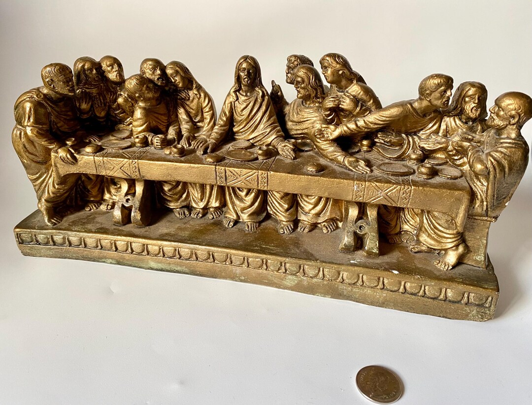Vintage Last Supper Scuplture, 3D Christian Decor, Last Supper Ceramic ...