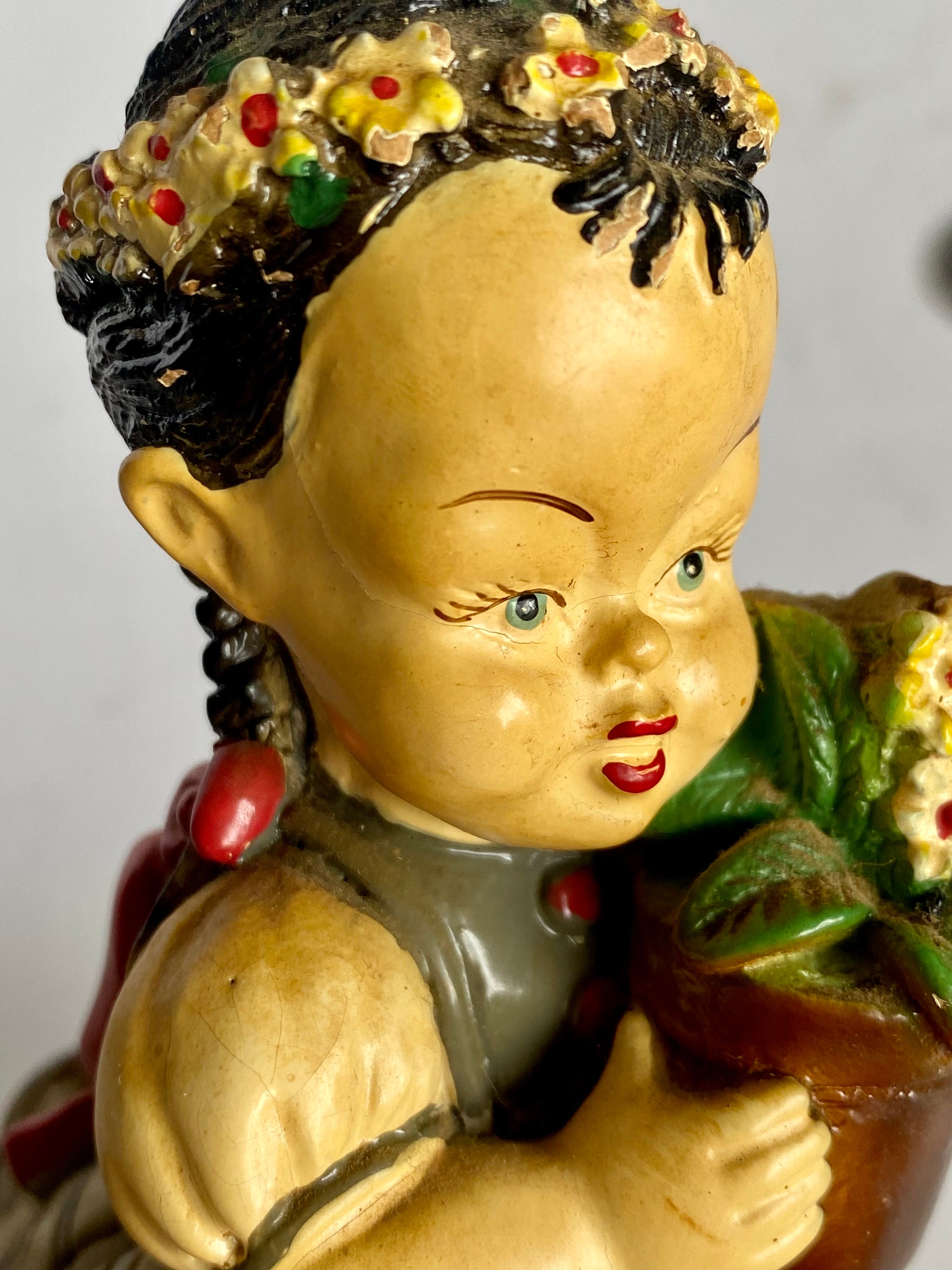 Vintage Chalkware Figurine, 1950s Chalkware Doll Sculpture, Grandmacore ...