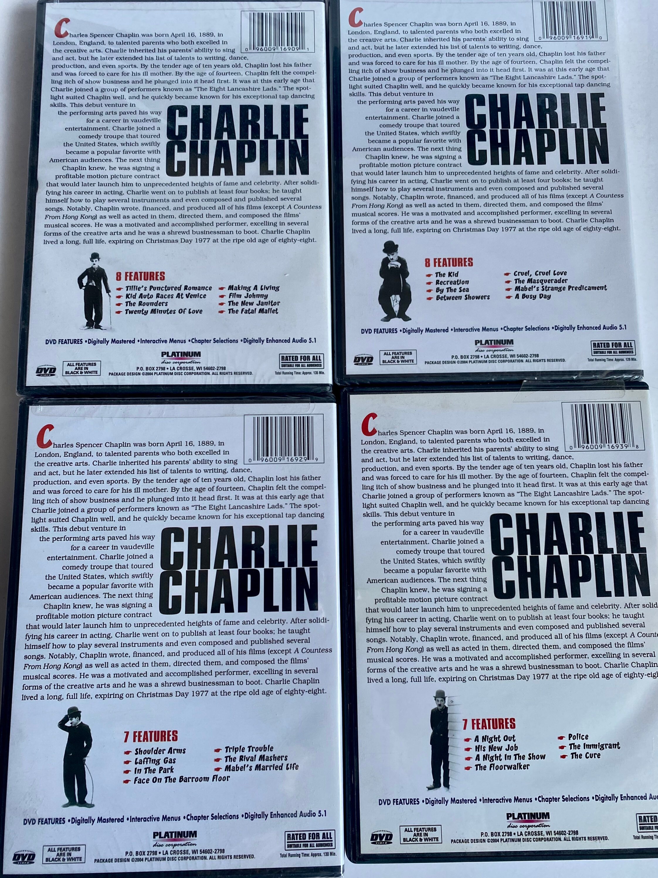 Charlie Chaplin 4 DVD Set Charlie Chaplin Feature Films DVD - Etsy