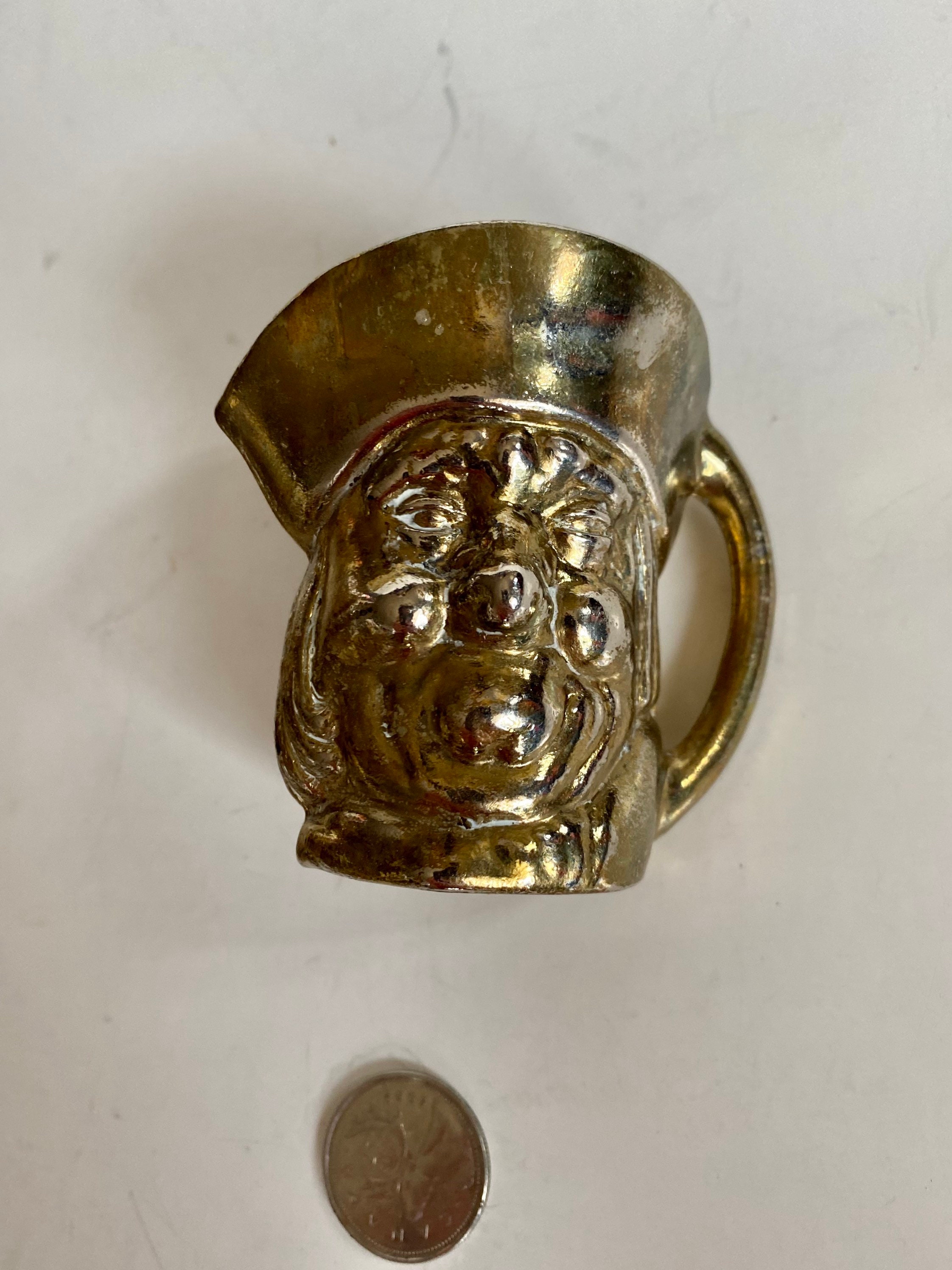 Vintage Toby Shot Mug, Small Brass Toby Face Mug, Midcentury Toby ...