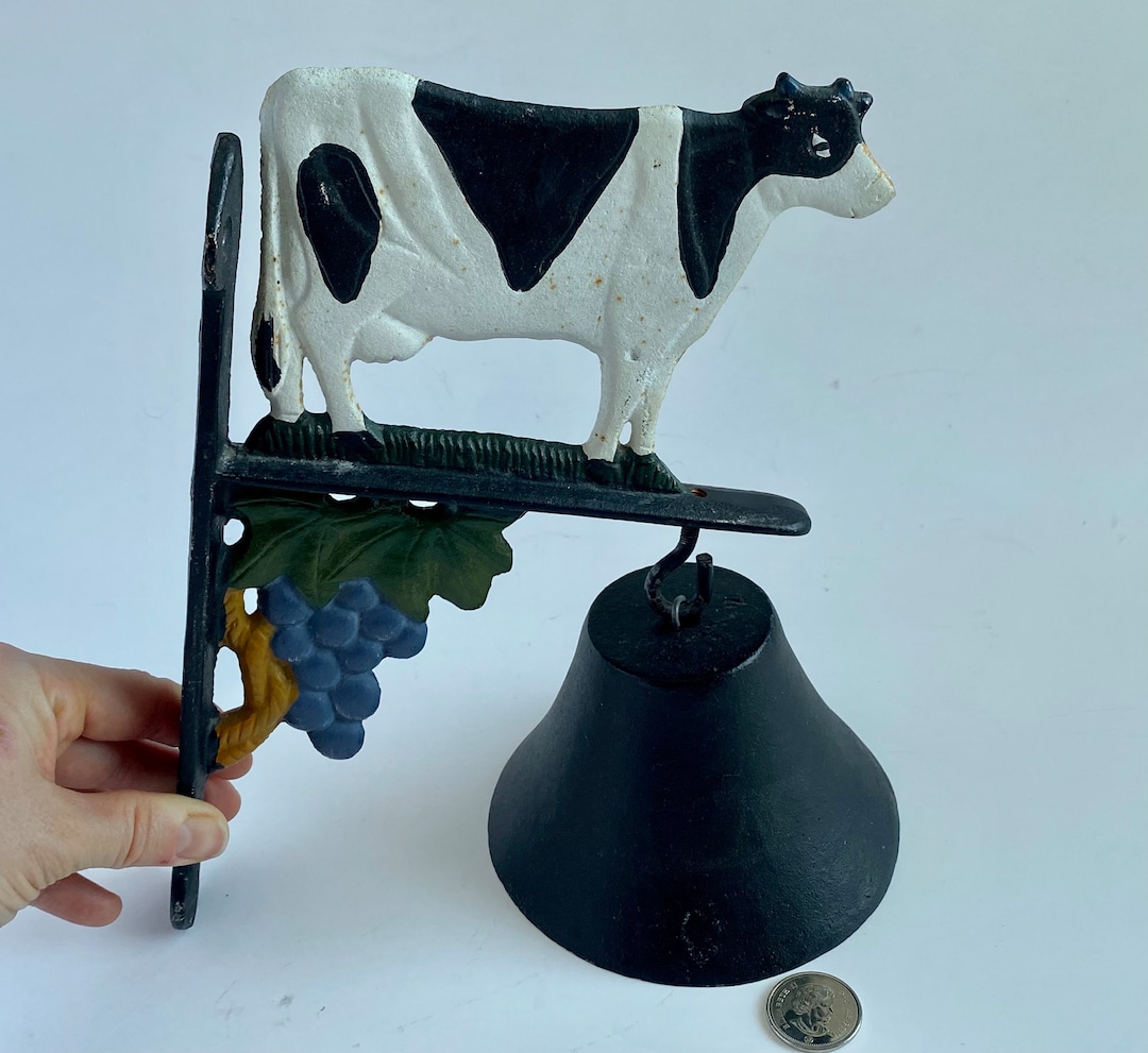Vintage Cast Iron Bell, Cow Dinner Bell, Rustic Decor, Old Door Bell ...