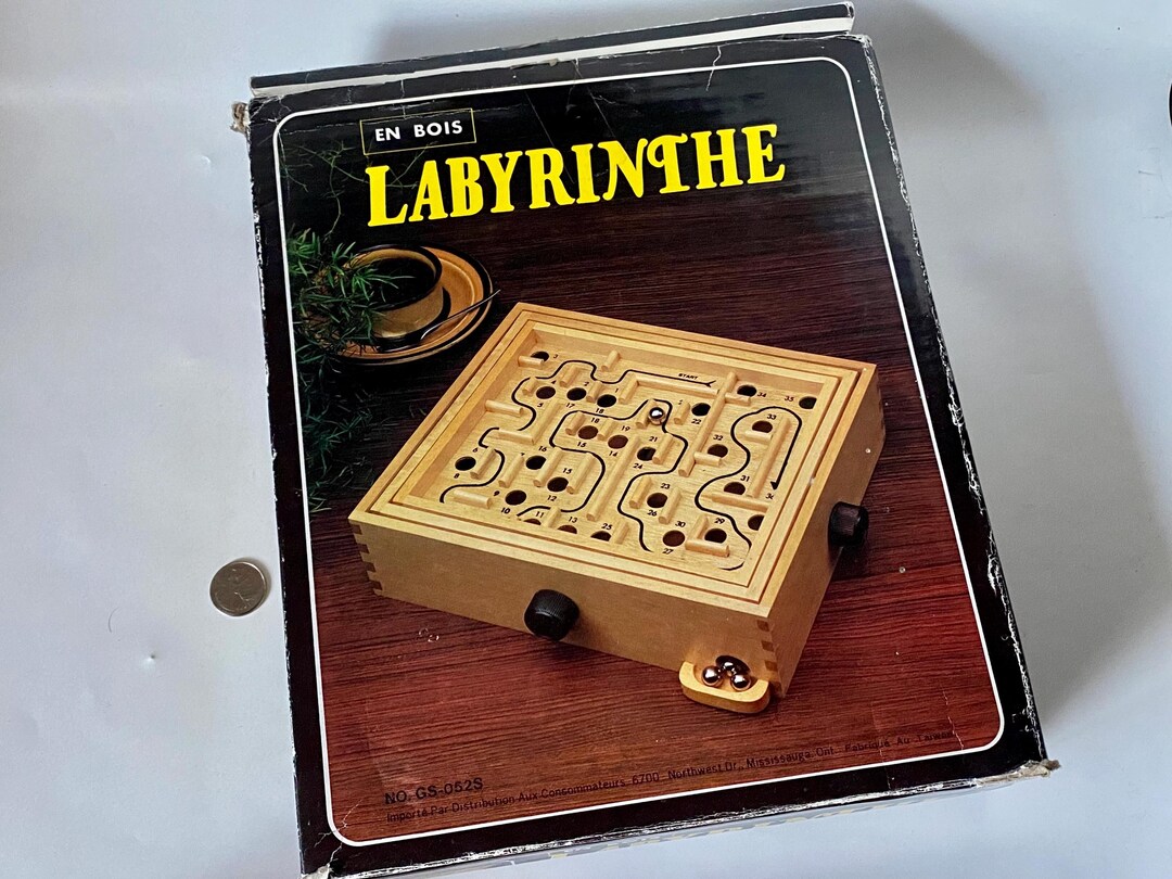 Vintage Labyrinth Wooden Marble Game of Skill, Wooden Maze Marbe Game ...