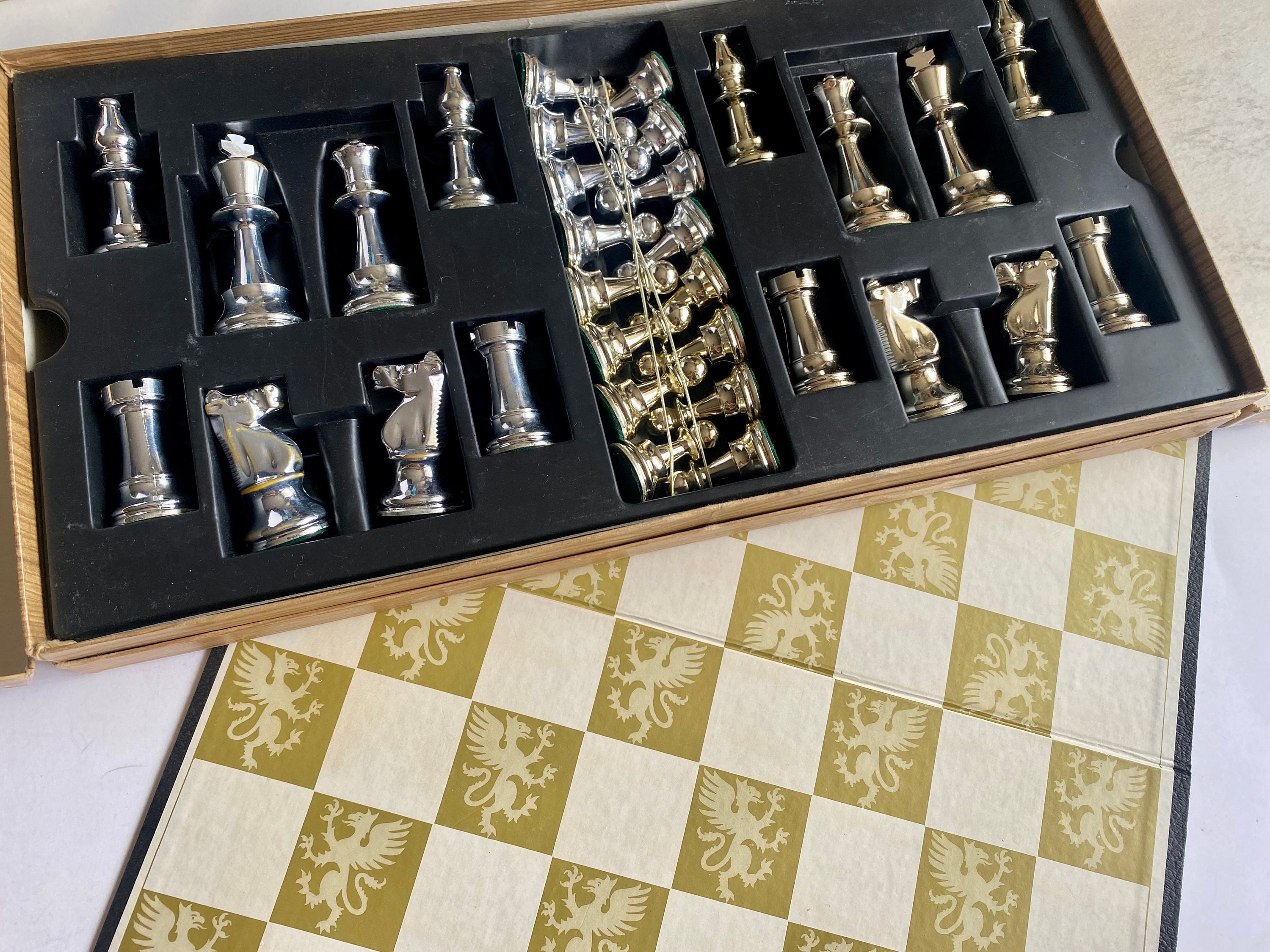 Vintage Stauton Chess Game Set Chess Set Gold and Silver - Etsy