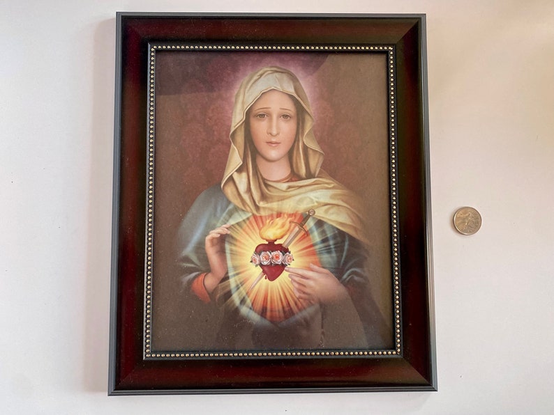 Vintage Immaculate Heart of Mary Print, Digital Art of Virging Mary ...