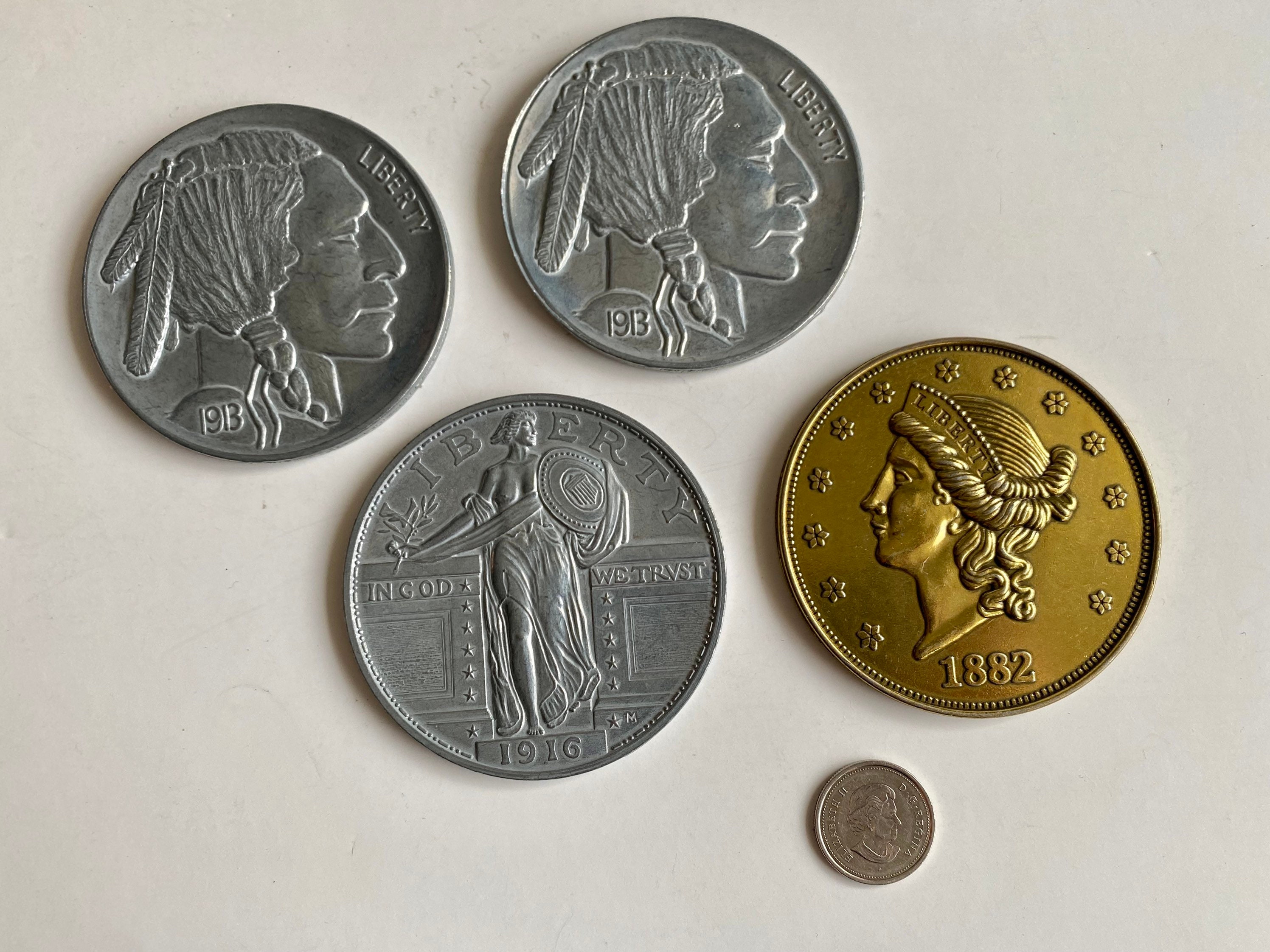 Large Novelty Token Coin Replicas, Buffalo Nickel Replica 1913, Vintage ...