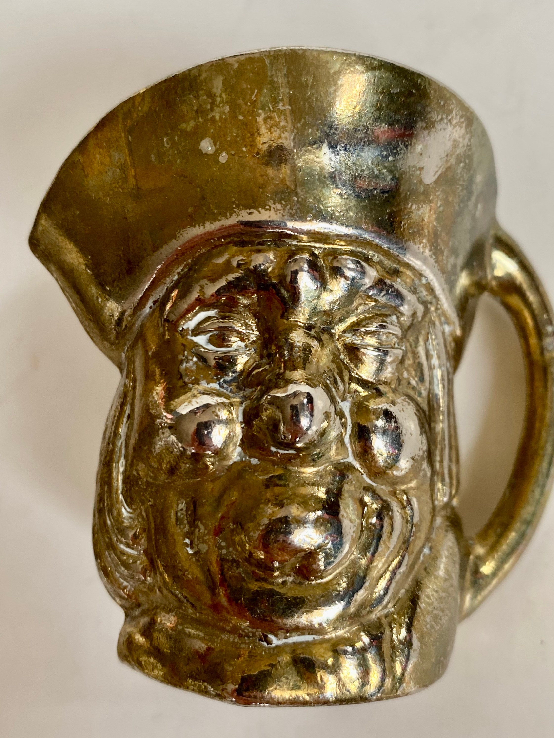 Vintage Toby Shot Mug, Small Brass Toby Face Mug, Midcentury Toby ...