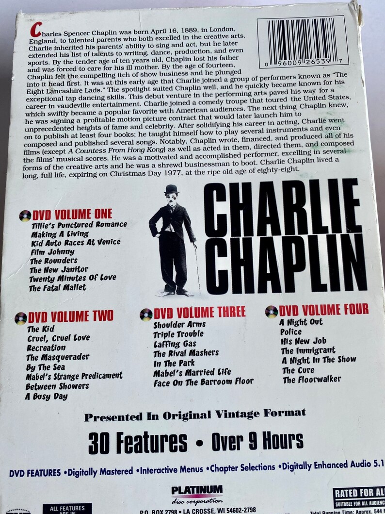 Charlie Chaplin 4 DVD Set Charlie Chaplin Feature Films DVD - Etsy