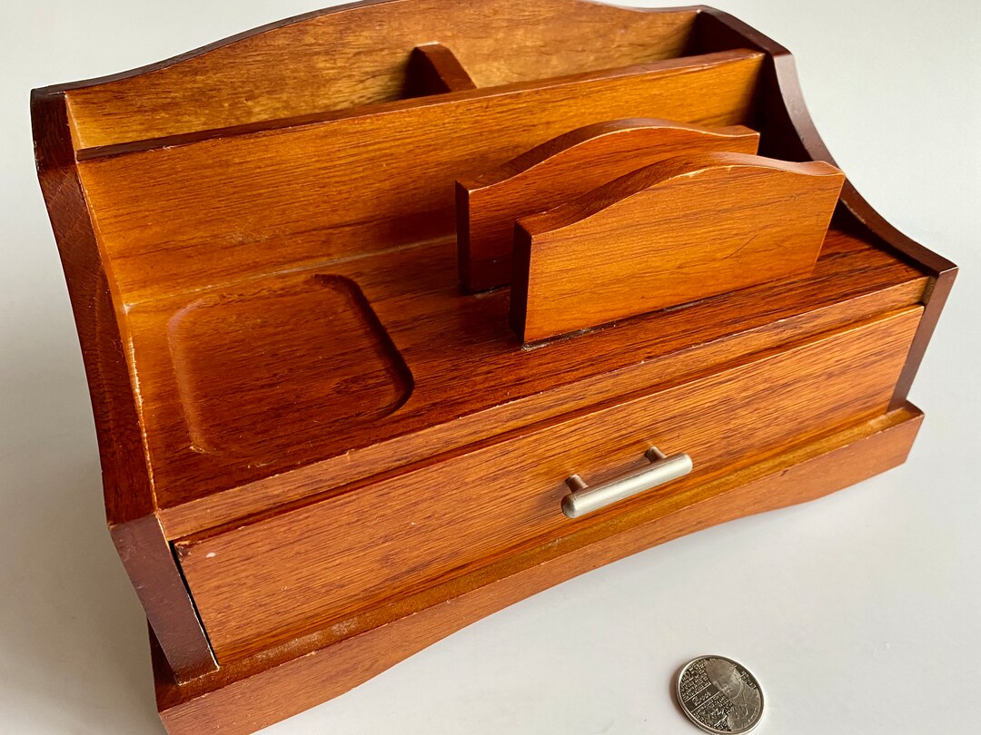 Vintage Mens Wooden Personal Organizer Caddy, Mens Jewellery Accessory ...