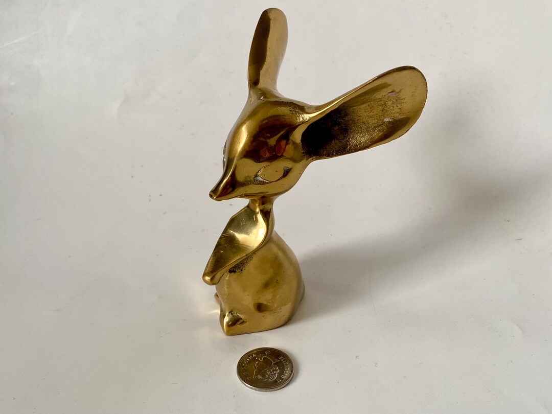 Vintage Mouse Statue, Solid Brass Creature Statue, Golden Mouse ...