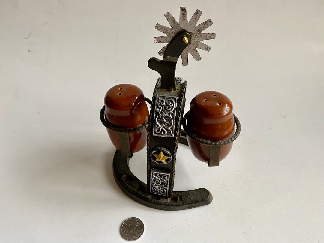 Vintage Salt and Pepper Shaker, Spurs Salt and Pepper Shaker, Western ...