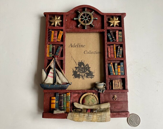 Vintage Bookshelf Diorama Frame, Library Theme Picture Frame, Bookcase ...