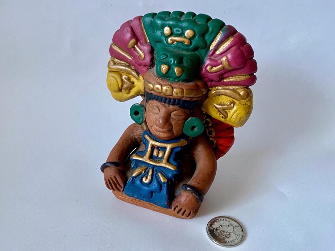 Vintage Mexican Aztec Pottery Statue, Mayan Inca Clay Figurine, Pre ...